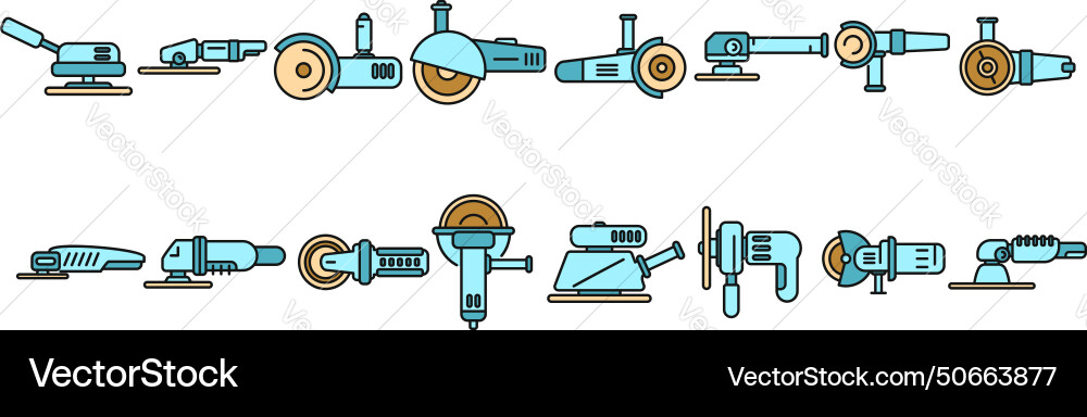Grinding machine icons set color Royalty Free Vector Image Grinding machine icons set color Royalty Free Vector Image