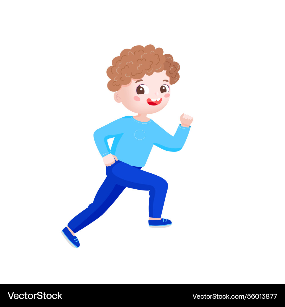 Happy cute little boy running so fast Royalty Free Vector