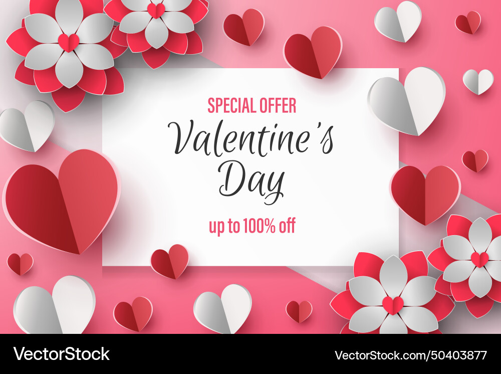 Happy valentines day background with paper cut Vector Image