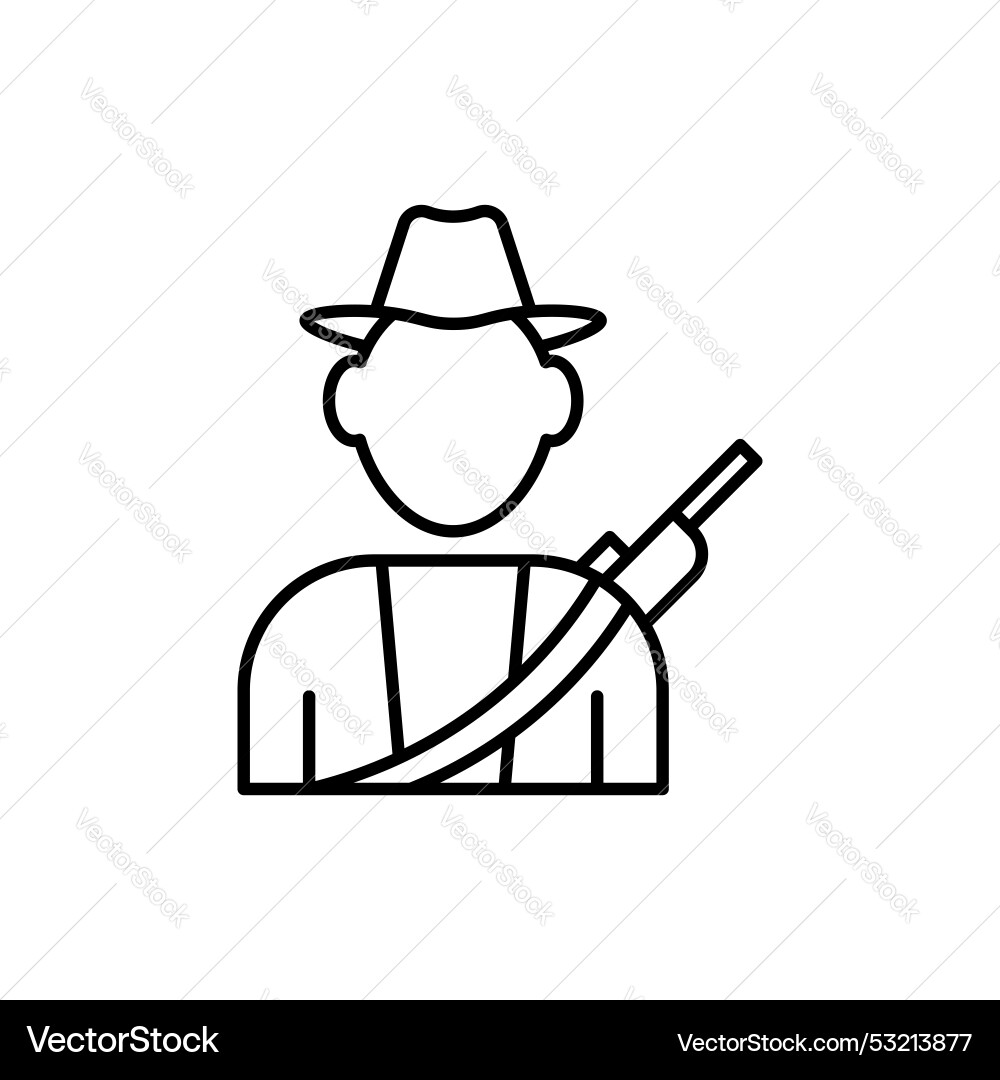 Hunter line icon isolated on white background Vector Image