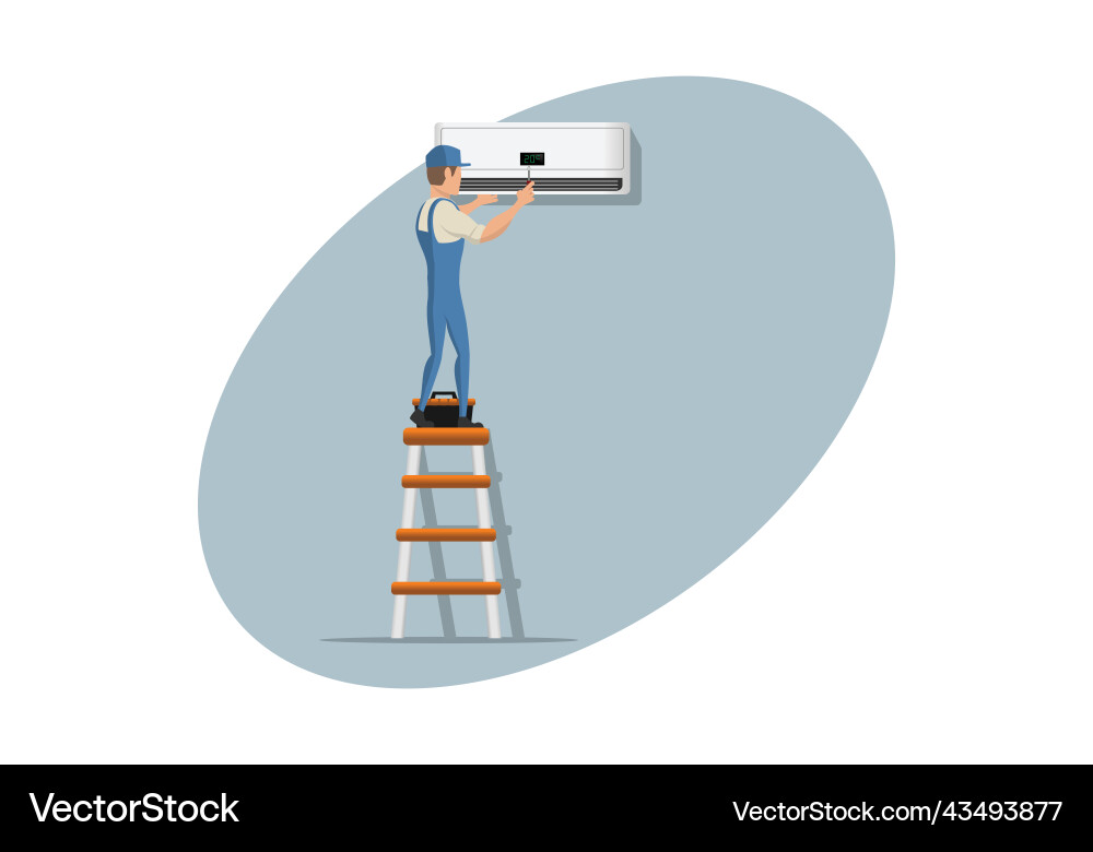 Hvac service character design Royalty Free Vector Image