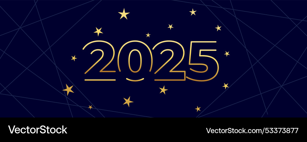 Line style 2025 new year lettering banner Vector Image
