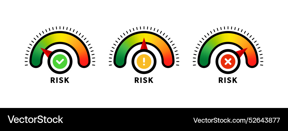 Risk meter navigating the landscape – Royalty-Free Vector | VectorStock
