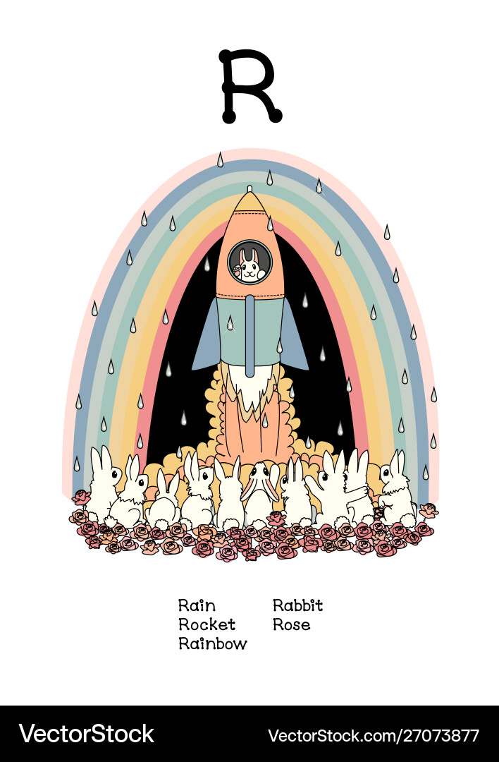 Scandi english alphabet amusing animals Royalty Free Vector