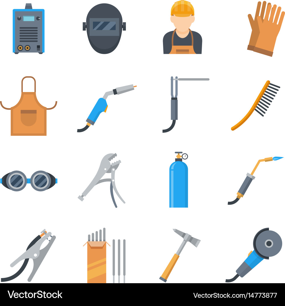 Welding icons in a flat style Royalty Free Vector Image