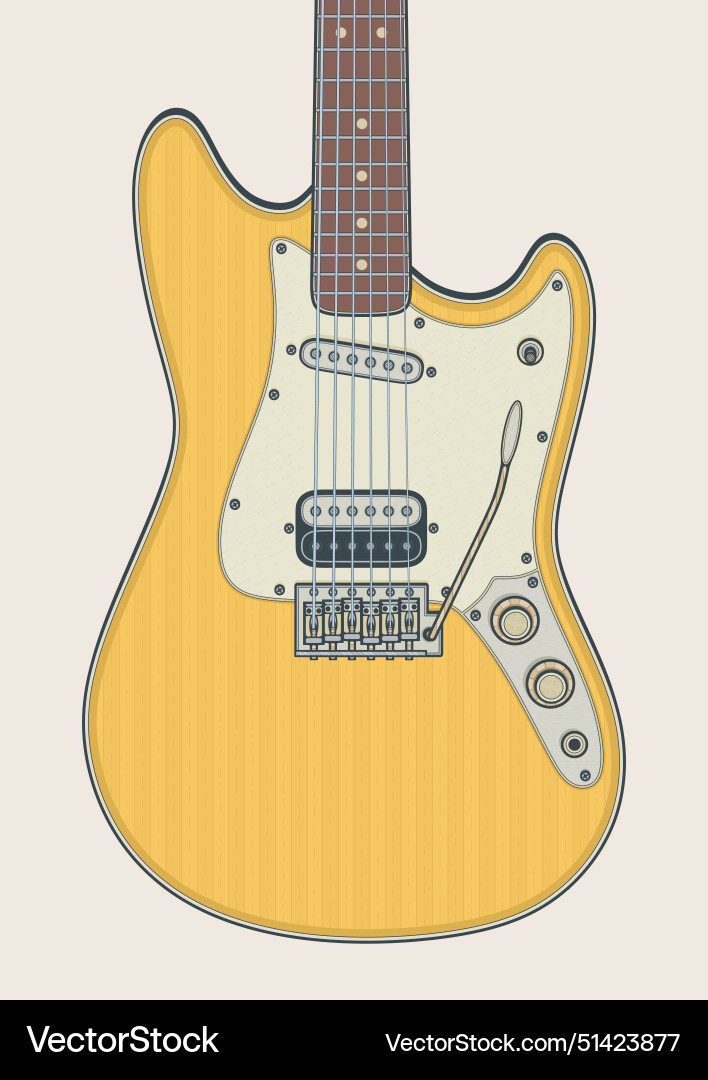 Yellow offset cyclone guitar Royalty Free Vector Image
