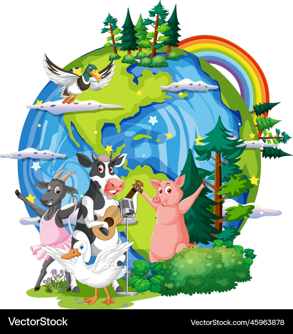 Animals on the planet earth Royalty Free Vector Image