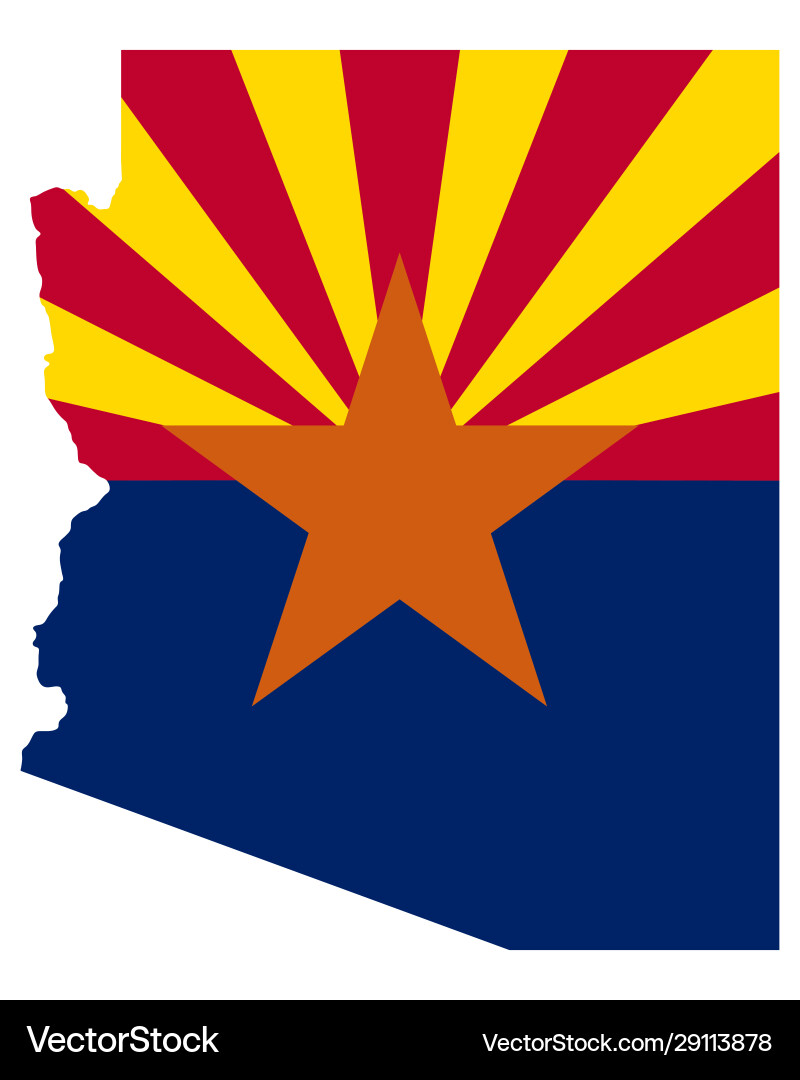 Arizona State Flag on Map Royalty Free Vector Image