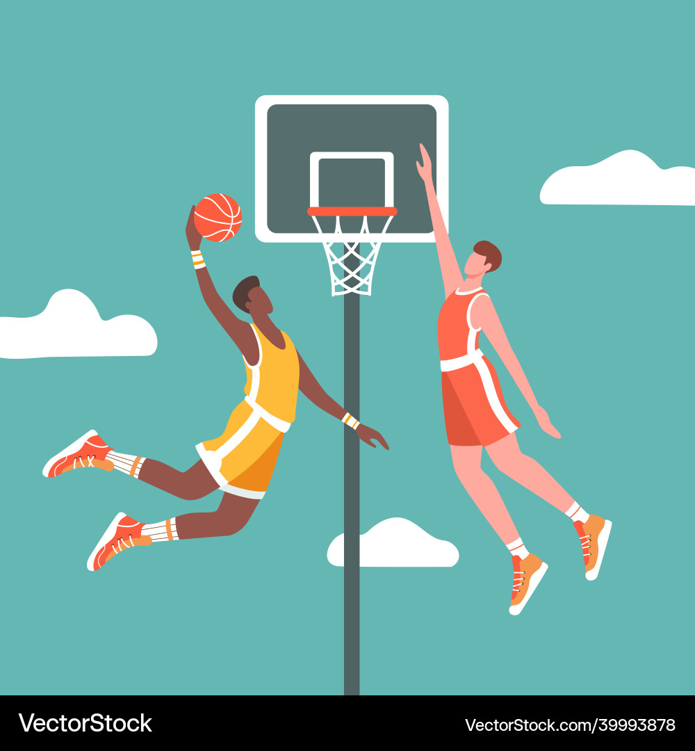 Basketball Players in Action Royalty Free Vector Image