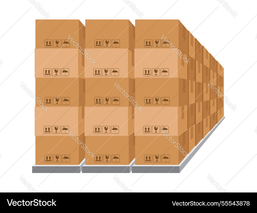 Boxes on racks warehouse storage box carton Vector Image