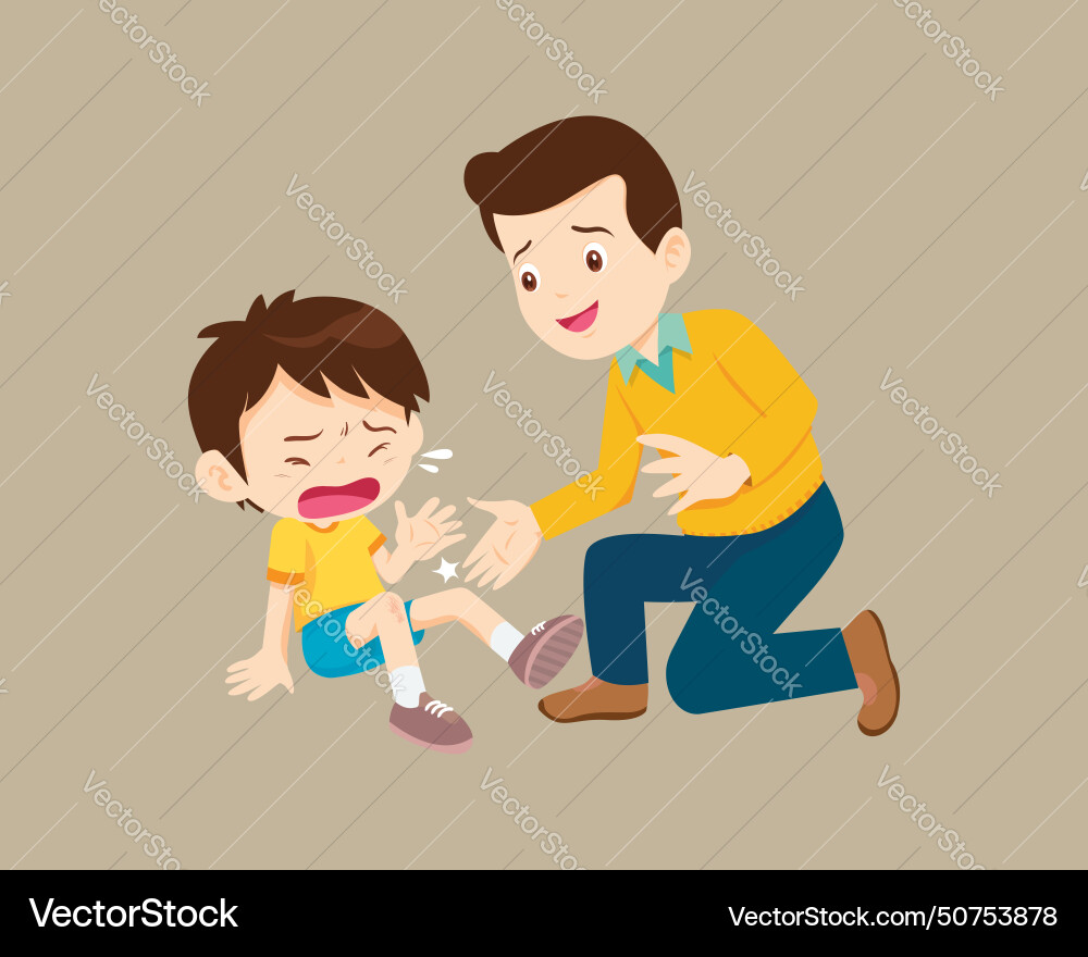 Comforting sad children with parent 2 Royalty Free Vector