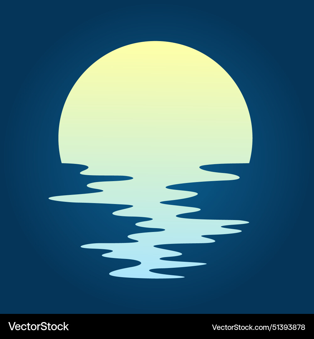 Moon with reflection in the water Royalty Free Vector Image