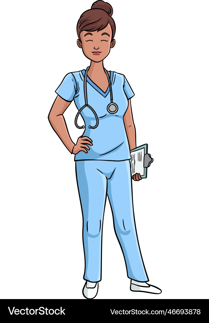 Nurse cartoon colored clipart Royalty Free Vector Image