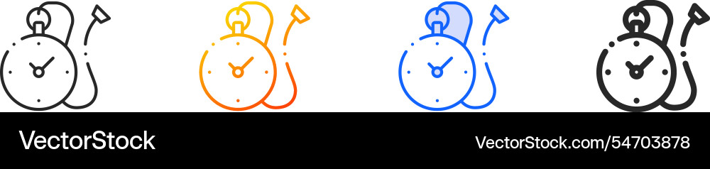 Pocket watch iconthin linear gradient blue stroke Vector Image