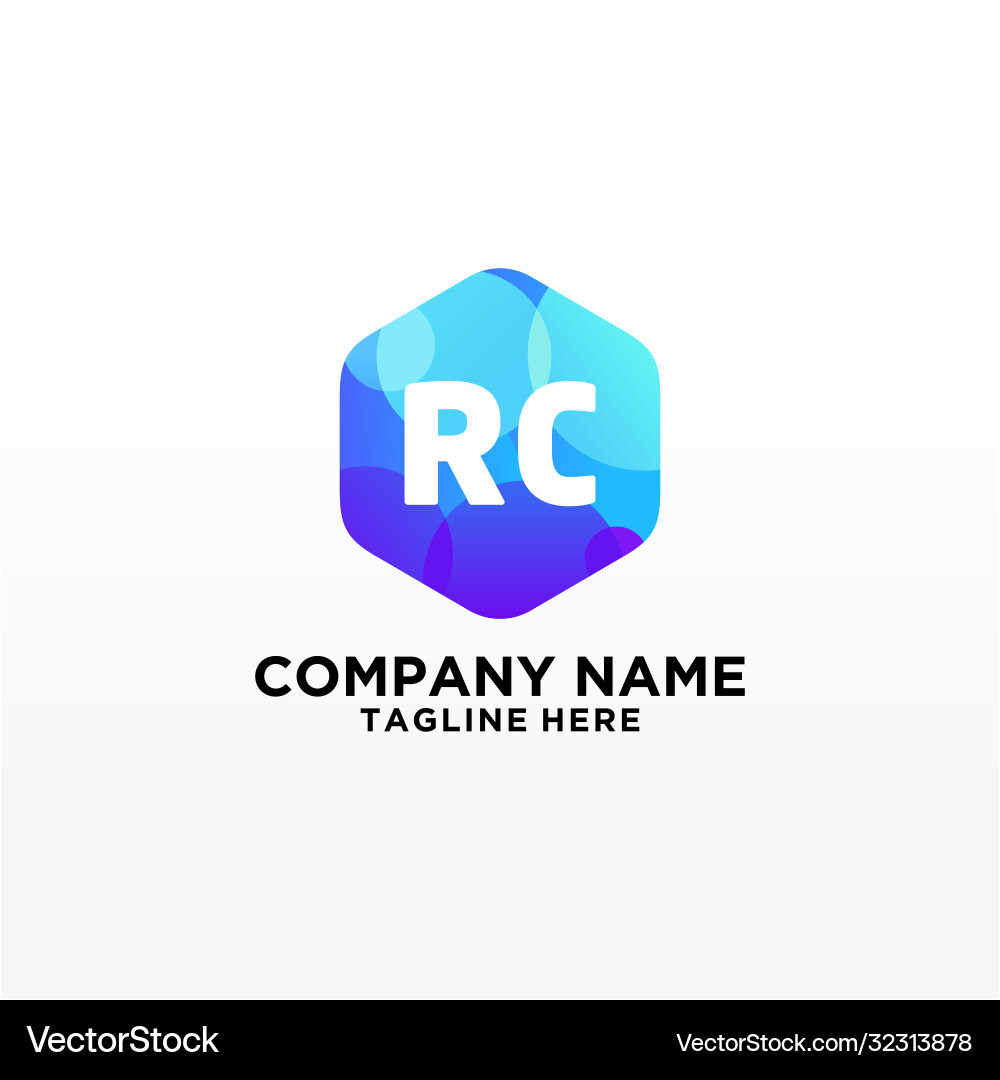 Rc initial logo with colorful circle template Vector Image