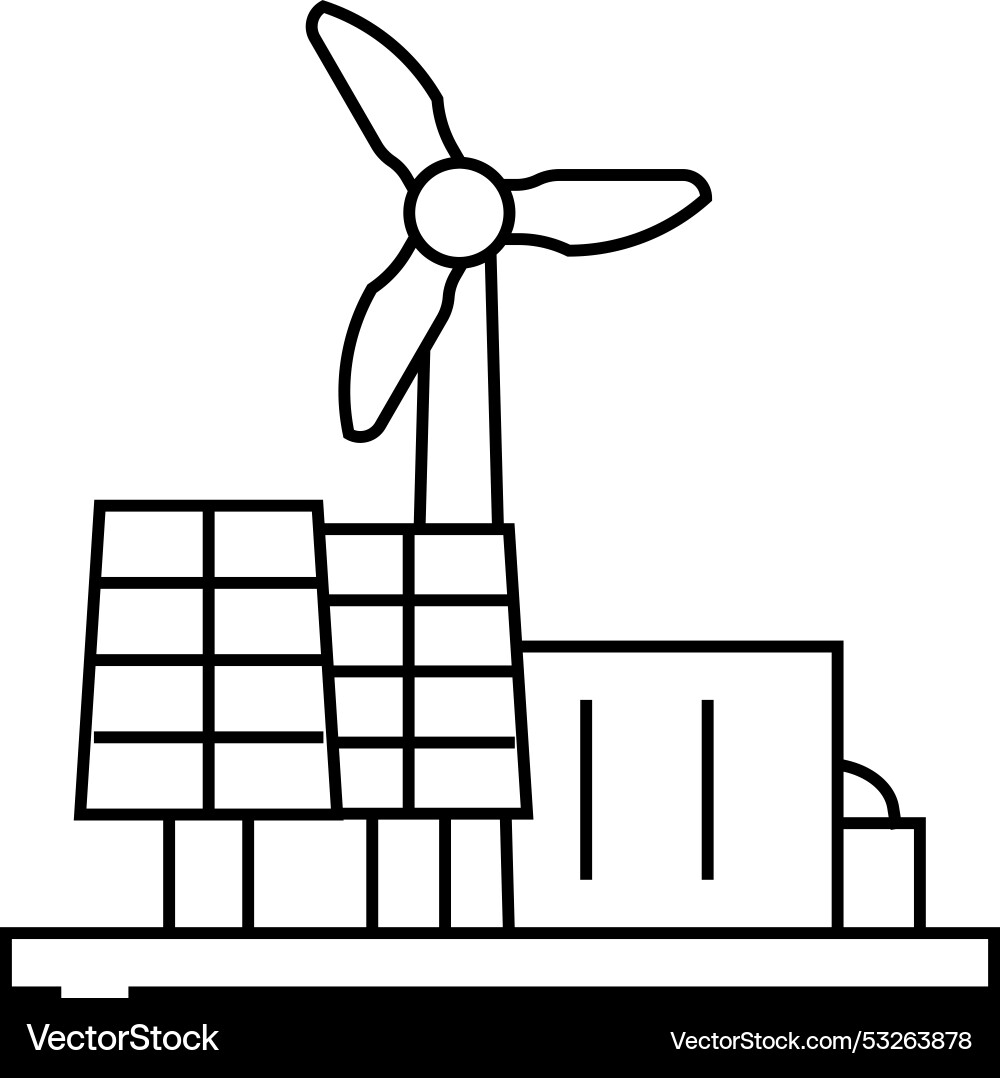 Renewable integration energy line icon Royalty Free Vector