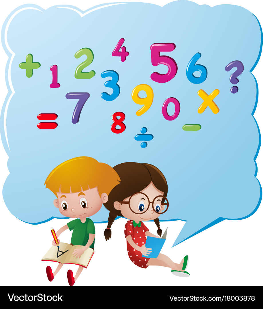Two kids counting numbers Royalty Free Vector Image
