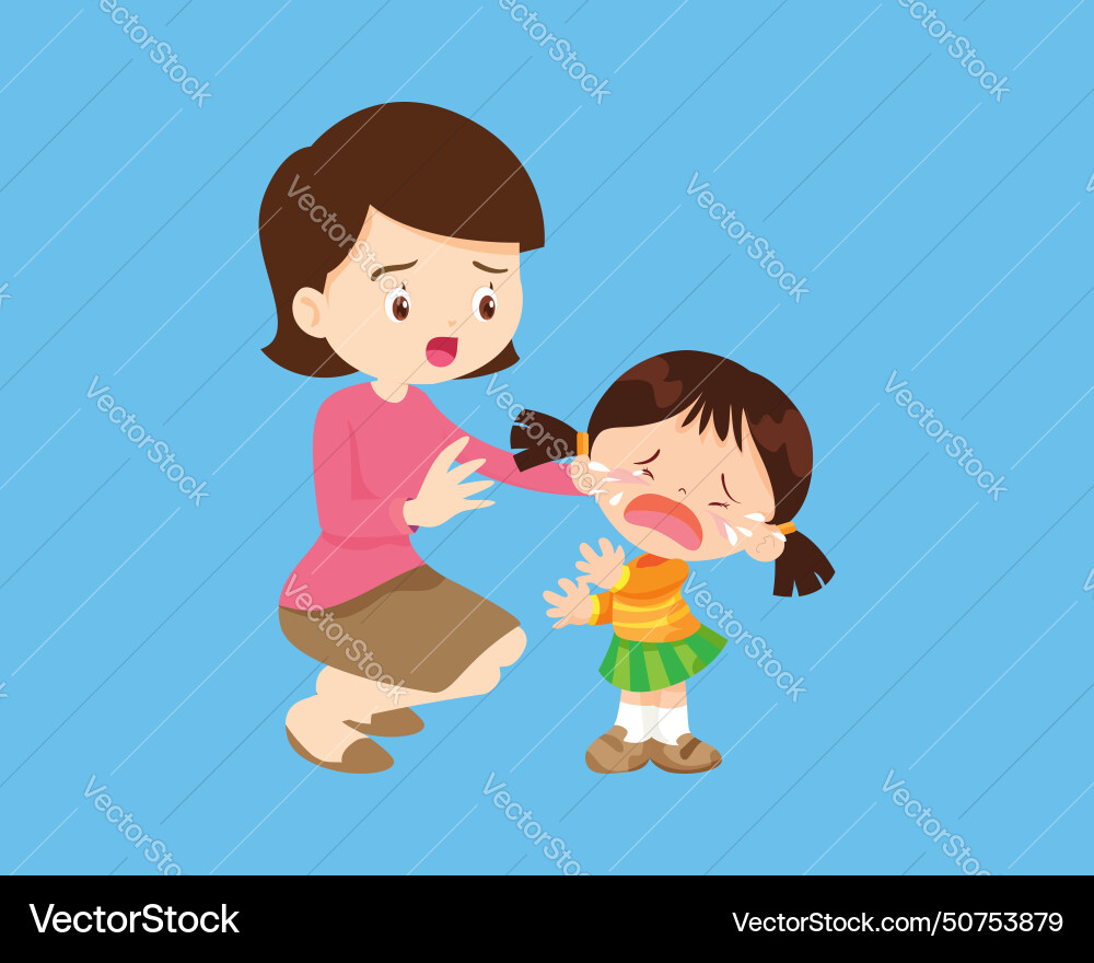 Comforting sad children with parent 2 Royalty Free Vector