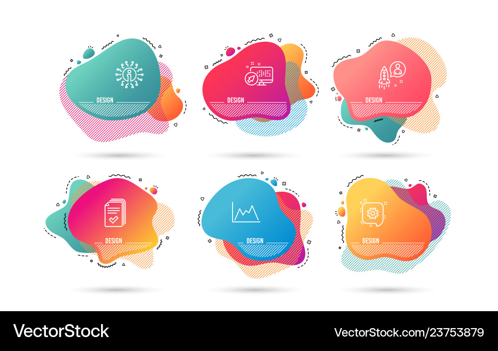 Dynamic timeline set diagram cogwheel and startup Vector Image