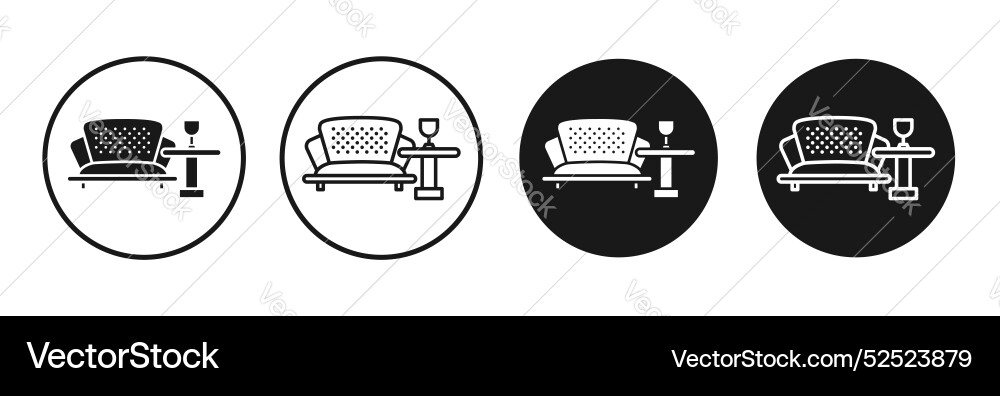 Lounge icon set black filled and outlined style Vector Image