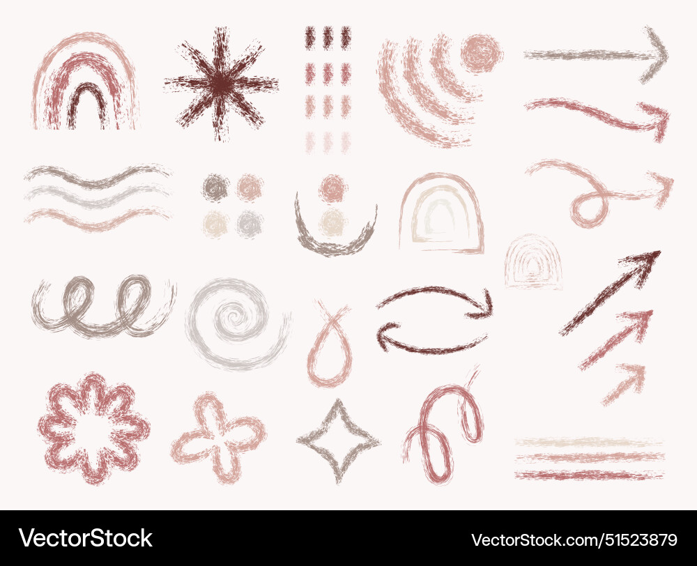 Pastel abstract doodles shapes and figure Vector Image