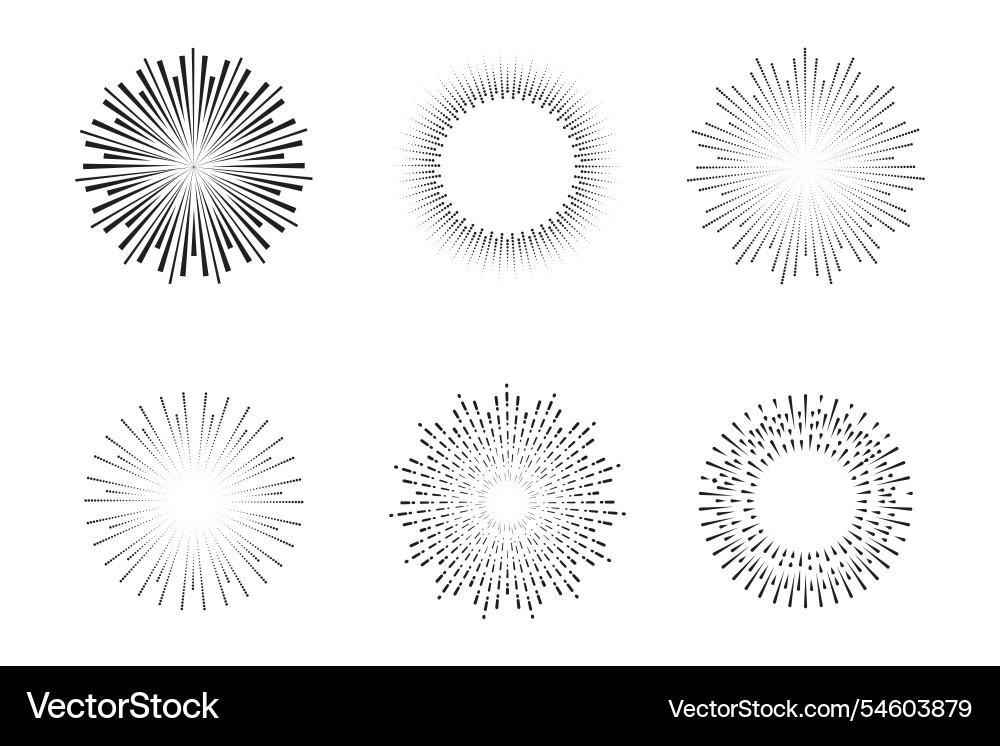 Vintage sunburst line icons set Royalty Free Vector Image