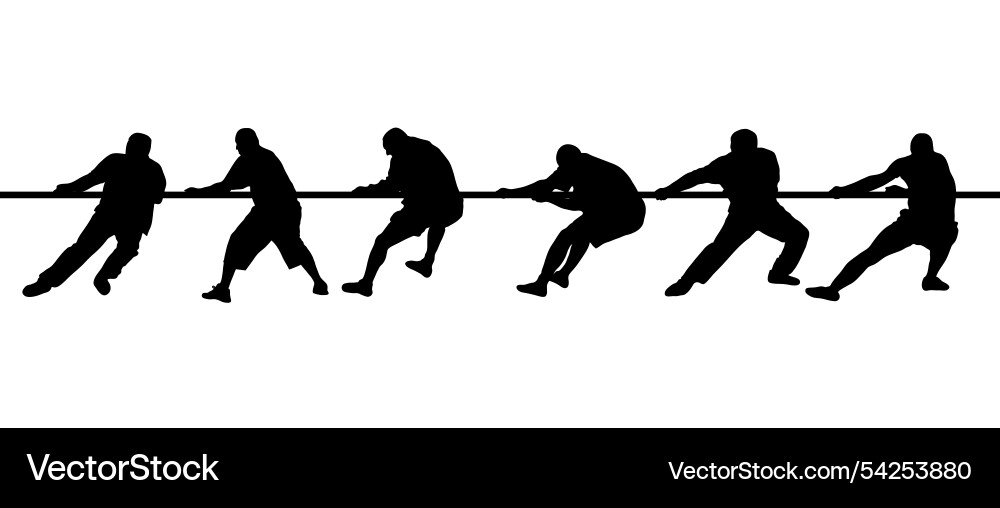 Black people silhouettes pulling a rope Royalty Free Vector