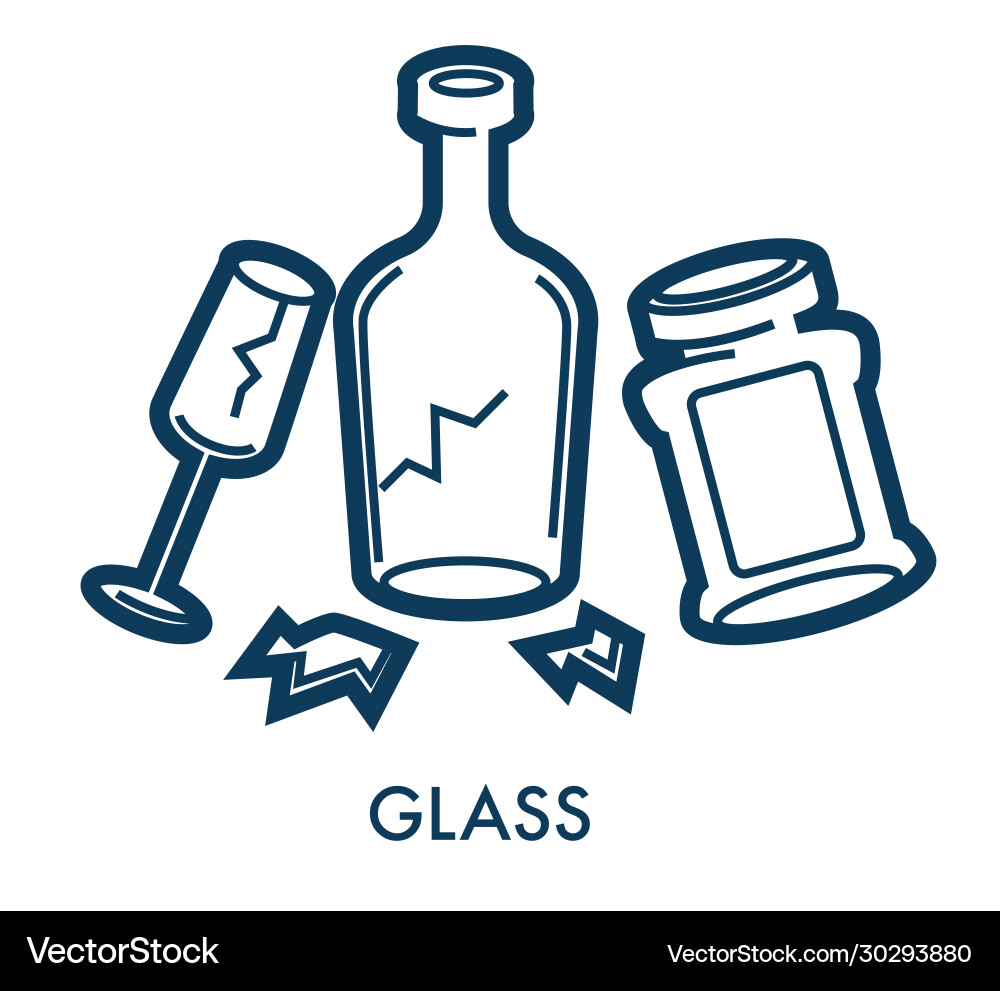 Broken glass waste and disposal separation Vector Image
