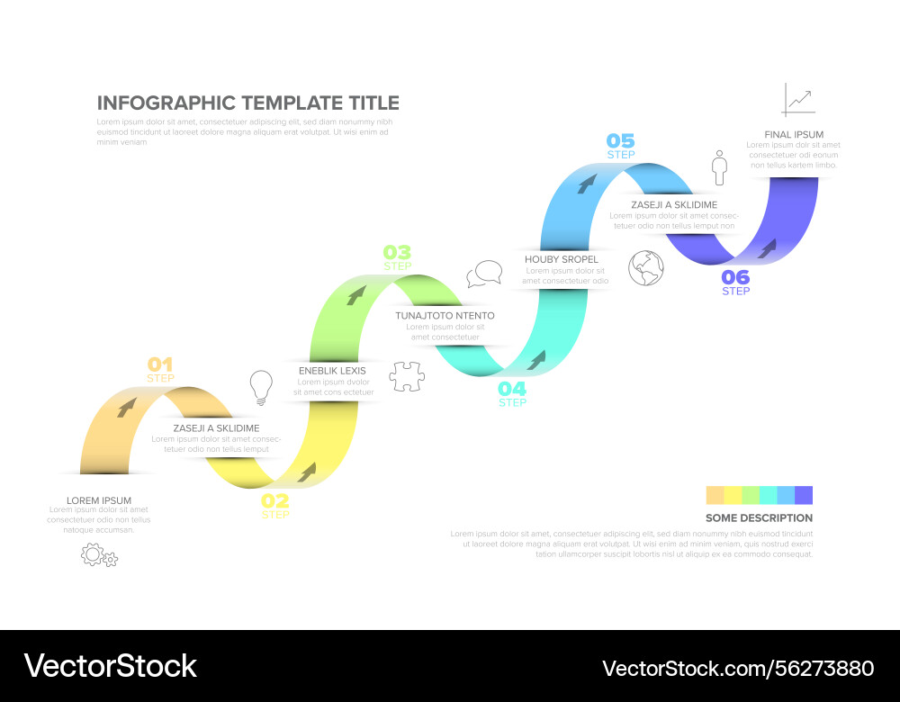 Colorful step-by-step ribbon infographic template Vector Image