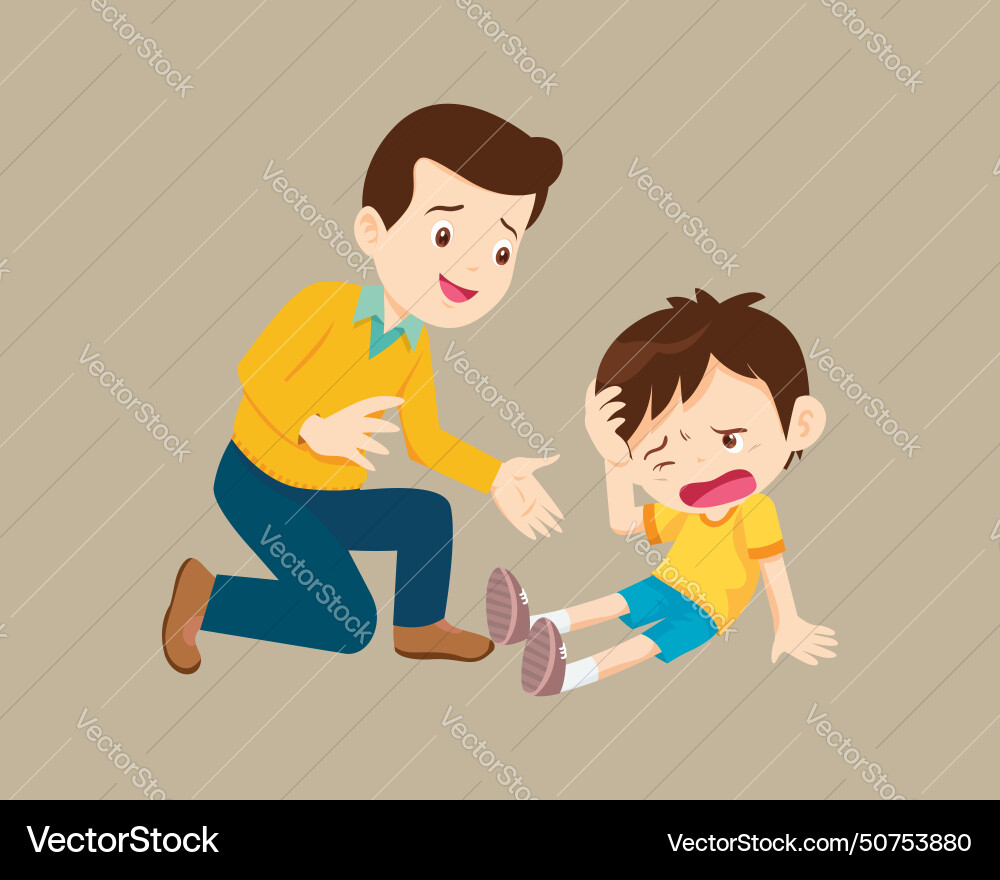 Comforting sad children with parent 2 Royalty Free Vector