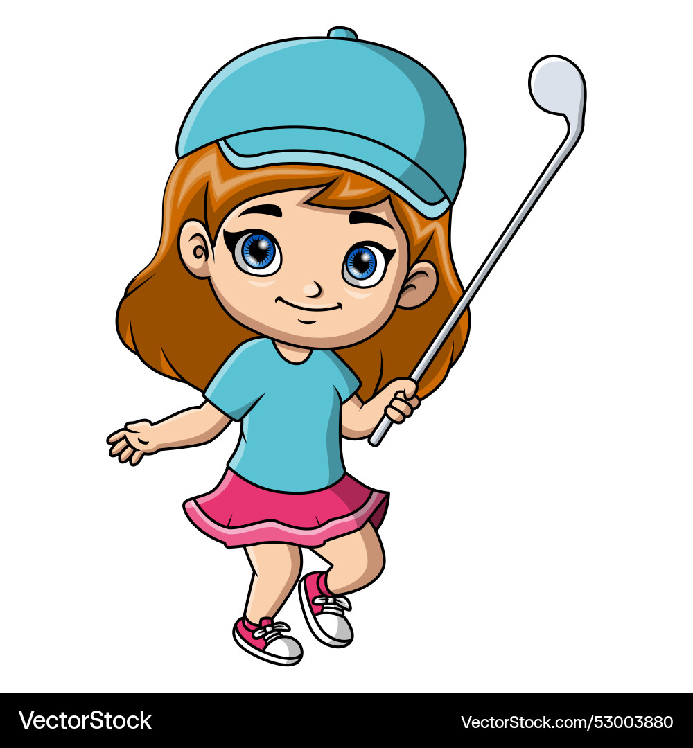 Cute little boy cartoon playing golf Royalty Free Vector