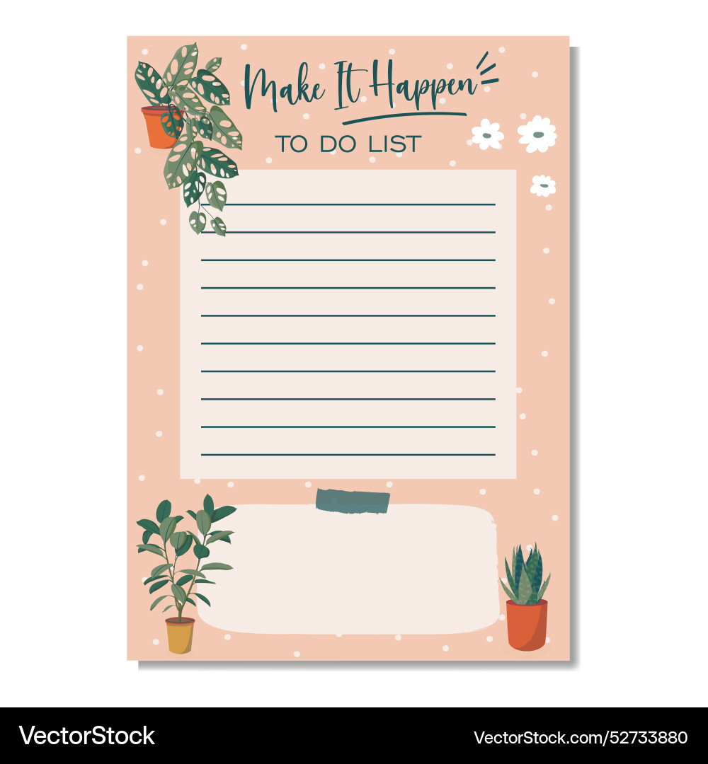 Daily check list planner note paper to do Vector Image