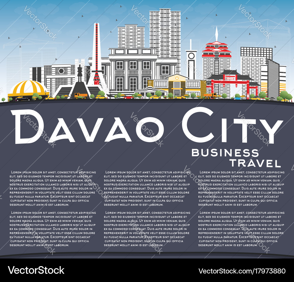 Davao city philippines skyline with gray Vector Image