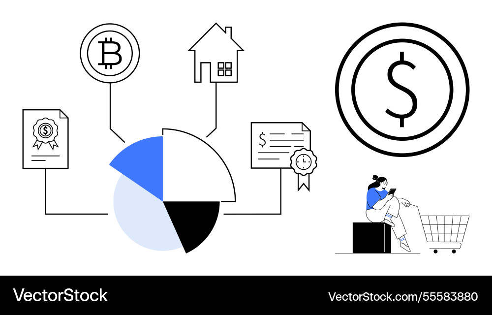 Diverse financial assets and investments explored Vector Image