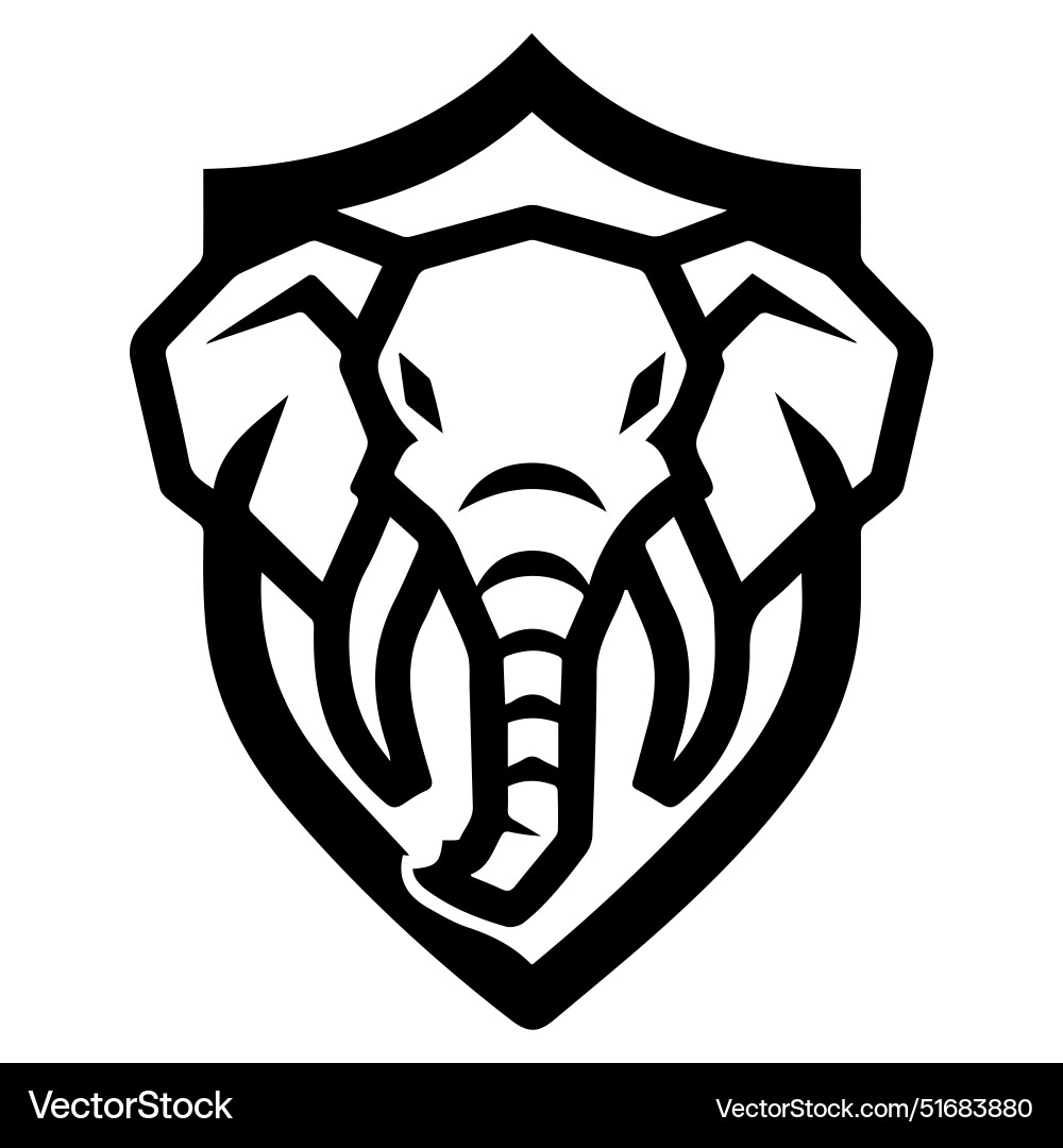 Elephant shield logo or modern line icon art Vector Image