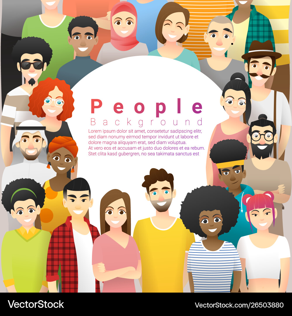 Group happy multi ethnic people background Vector Image