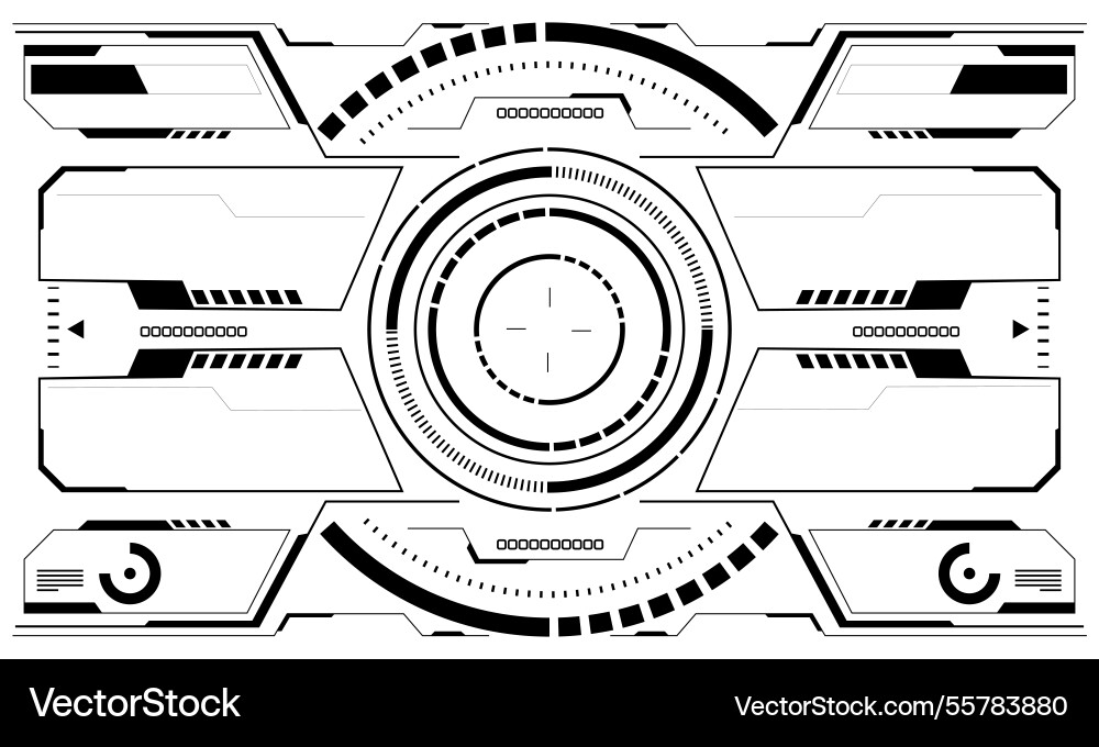 Hud white sci-fi interface screen view black Vector Image
