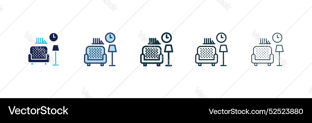 Lounge icon set black filled and outlined style Vector Image