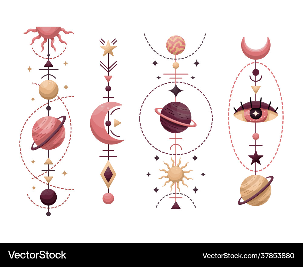 Mystical Astrology Symbols Set Royalty Free Vector Image