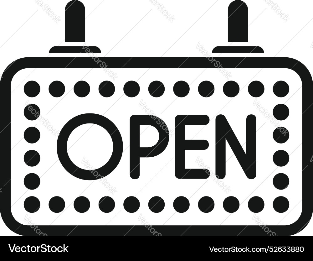 Open sign with light bulbs showing shop is open Vector Image