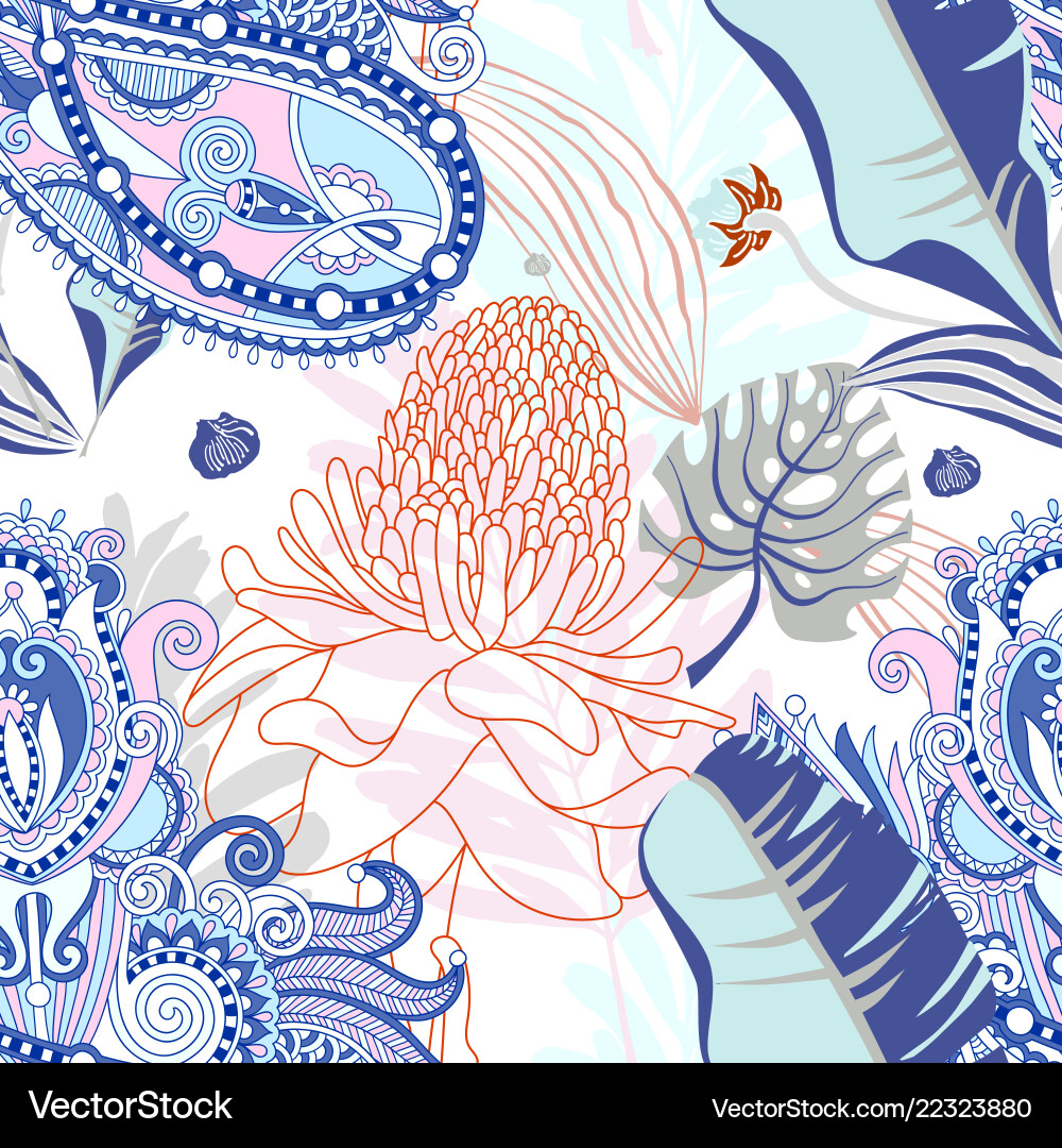 Original trendy seamless artistic flower pattern Vector Image