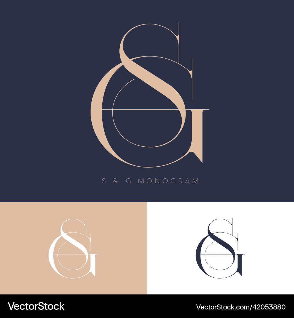 S and g monogram jewelry emblem Royalty Free Vector Image