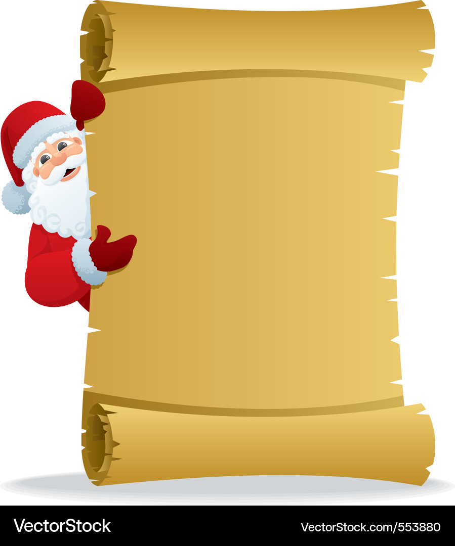 Santa with scroll Royalty Free Vector Image - VectorStock