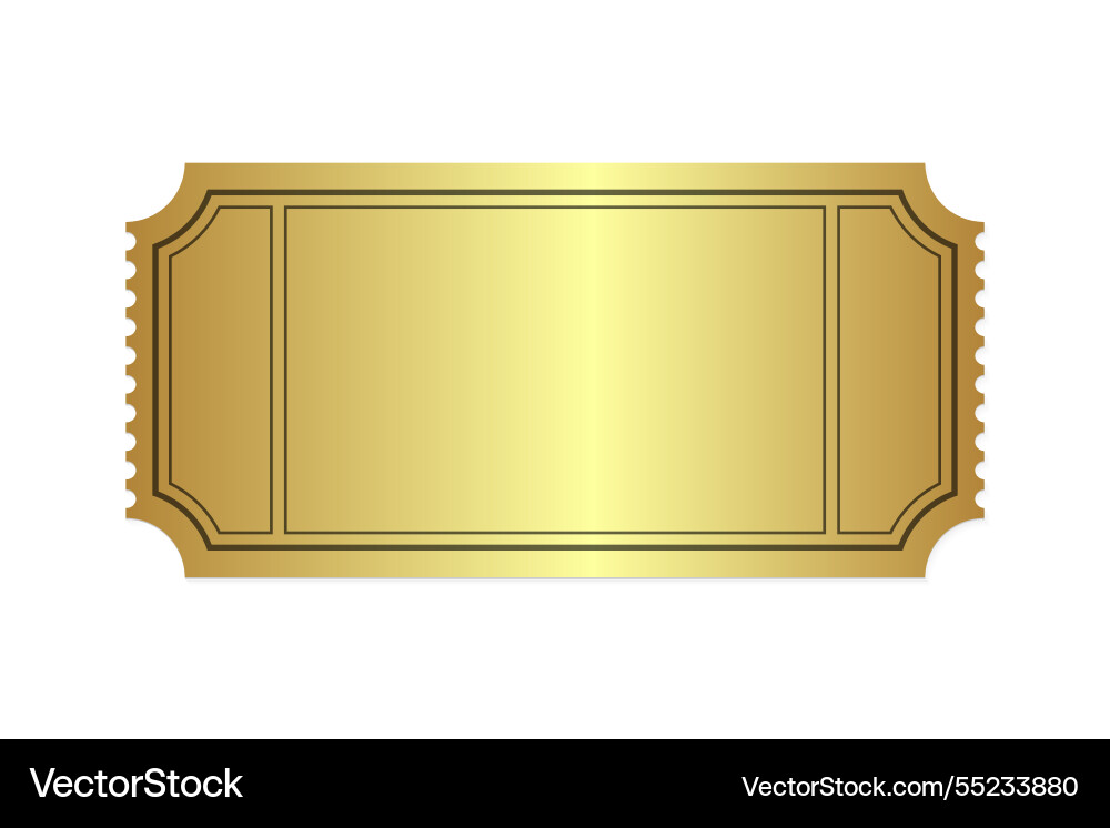 Shiny golden ticket with decorative borders Vector Image