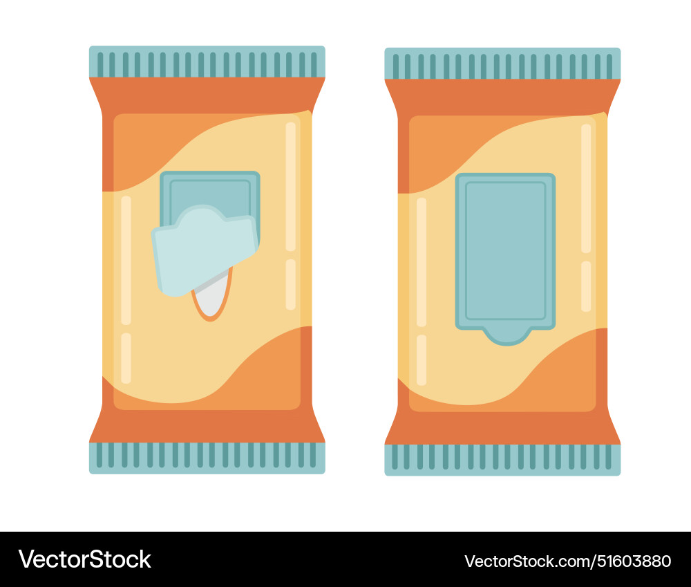 Wet cleaning wipes in plastic package Royalty Free Vector
