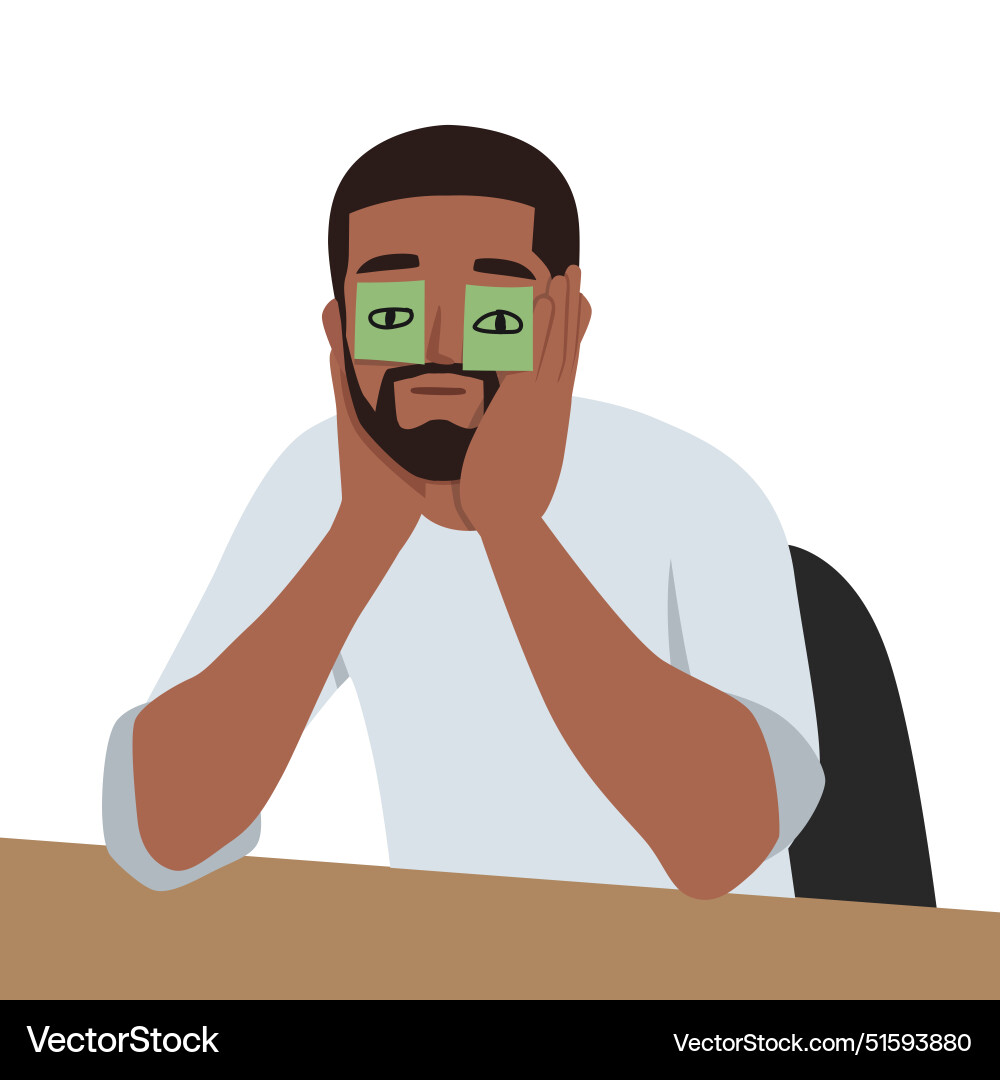 Young bearded businessman working late Royalty Free Vector
