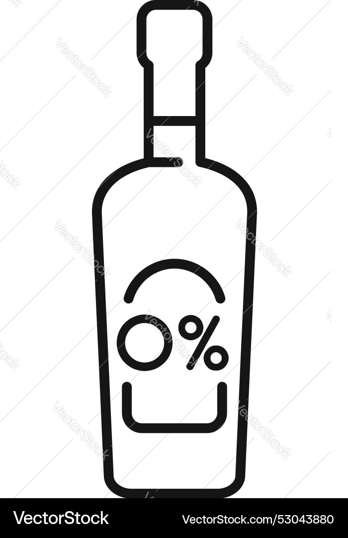 Zero percent alcohol free drink bottle icon Vector Image