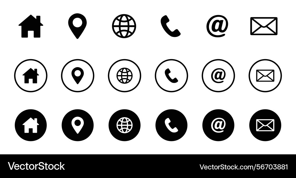 Contact info icon set isolated on a white Vector Image