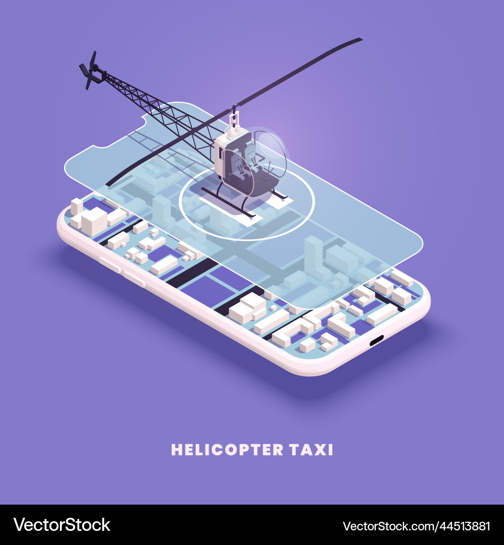 Helicopter taxi isometric Royalty Free Vector Image