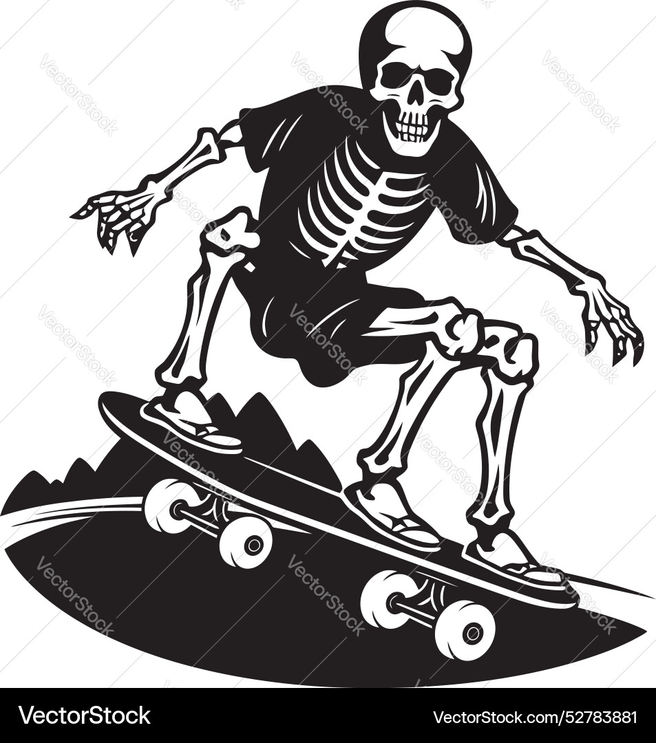 Reaper roll skull riding skateboard emblem bone Vector Image